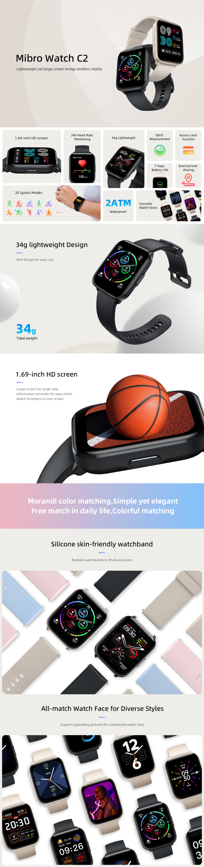 MONTRE CONNECTÉE MIBRO C2 - Techstore